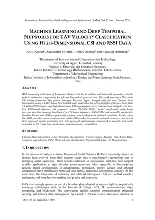 MACHINE LEARNING AND DEEP TEMPORAL NETWORKS FOR UAV VELOCITY ...