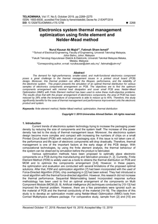 Electronics system thermal management optimization using finite element ...