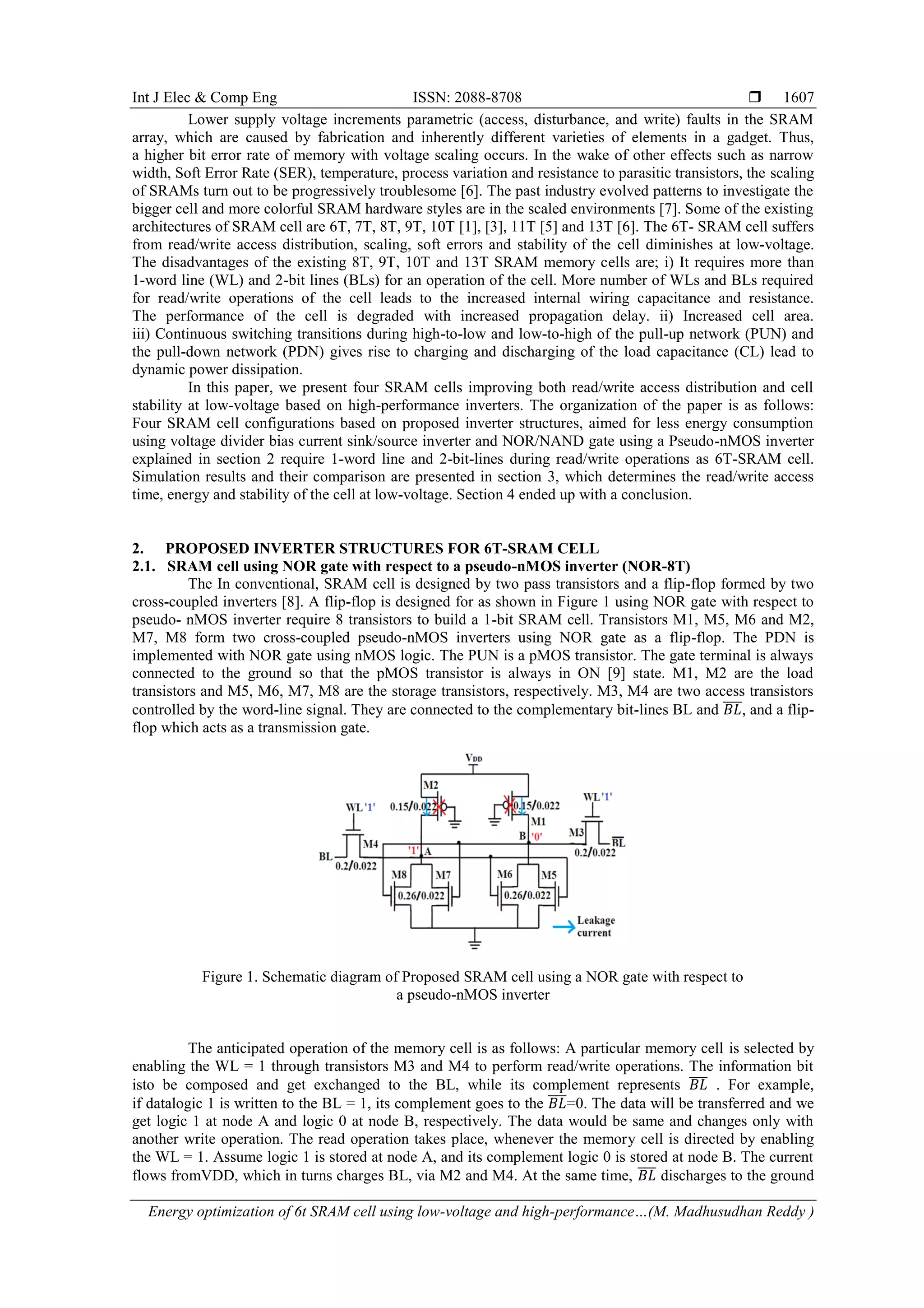 Energy optimization of 6T SRAM cell using low-voltage and high-performance inverter structures | PDF