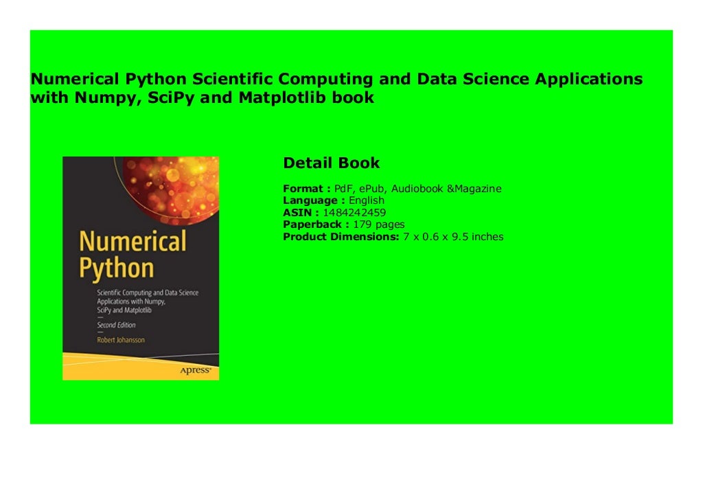 Numerical Python Scientific Computing and Data Science Applications ...