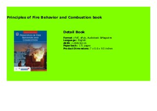 Principles of Fire Behavior and Combustion book 378