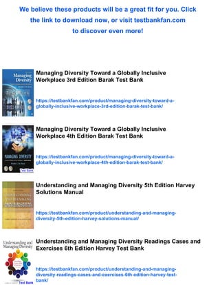 Managing Diversity 3rd Edition Barak Test Bank | PDF