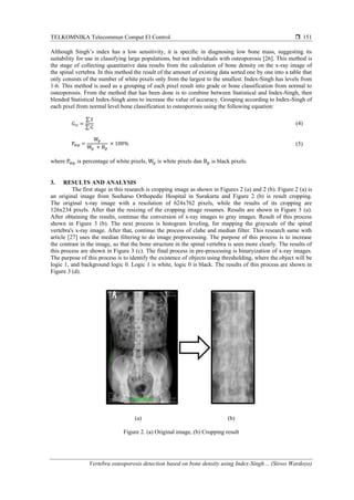 Vertebra osteoporosis detection based on bone density using Index-Singh statistical blended ...