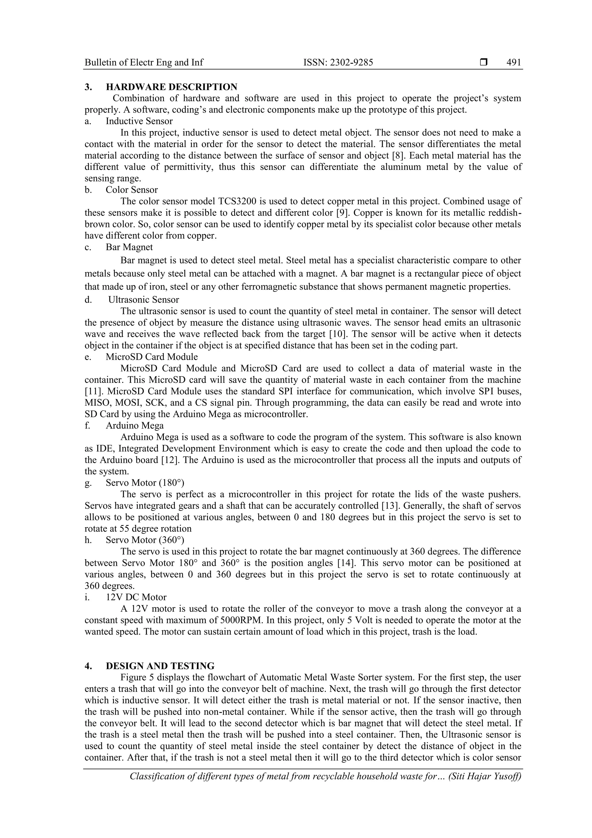 Classification of different types of metal from recyclable household ...