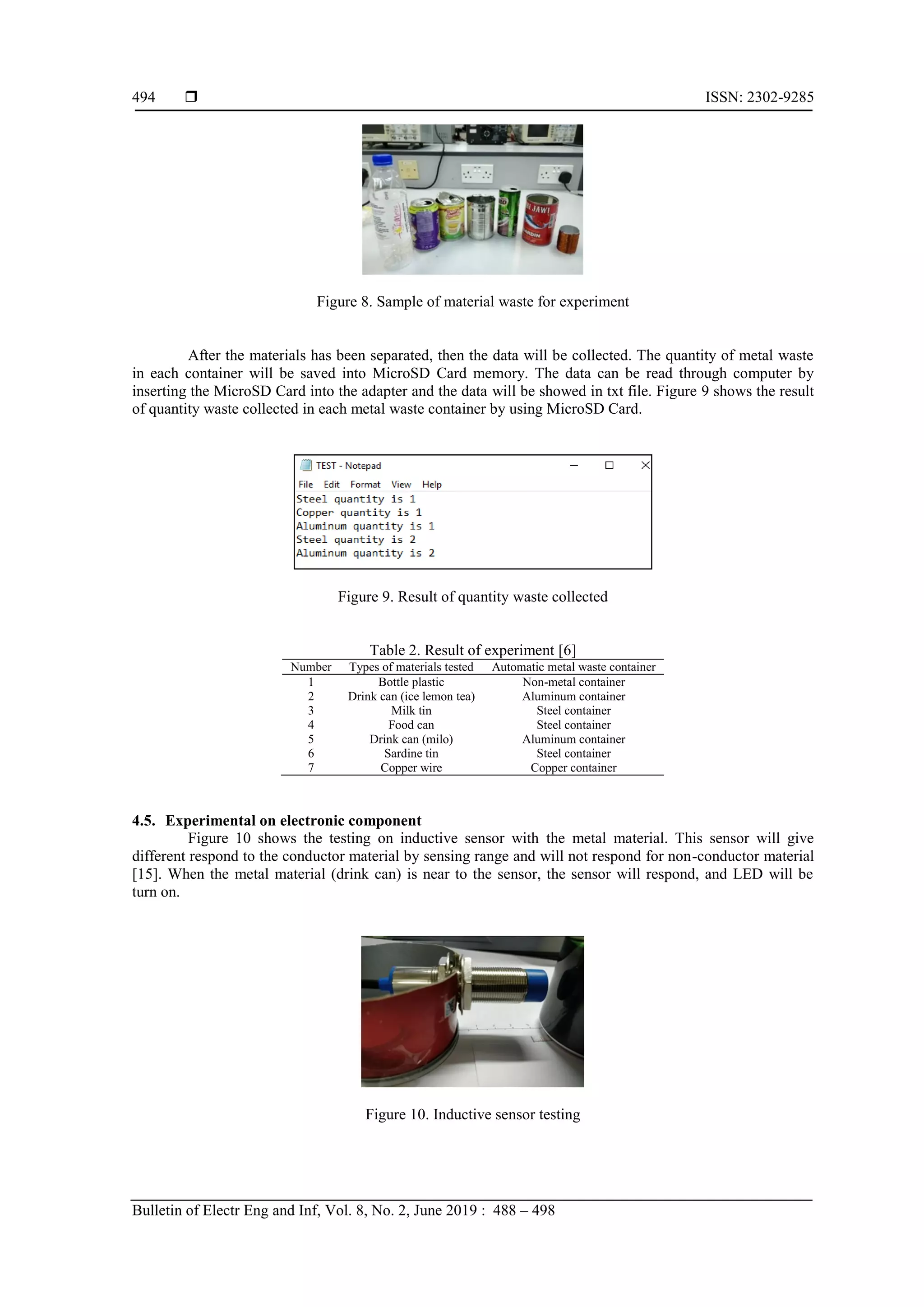 Classification of different types of metal from recyclable household ...