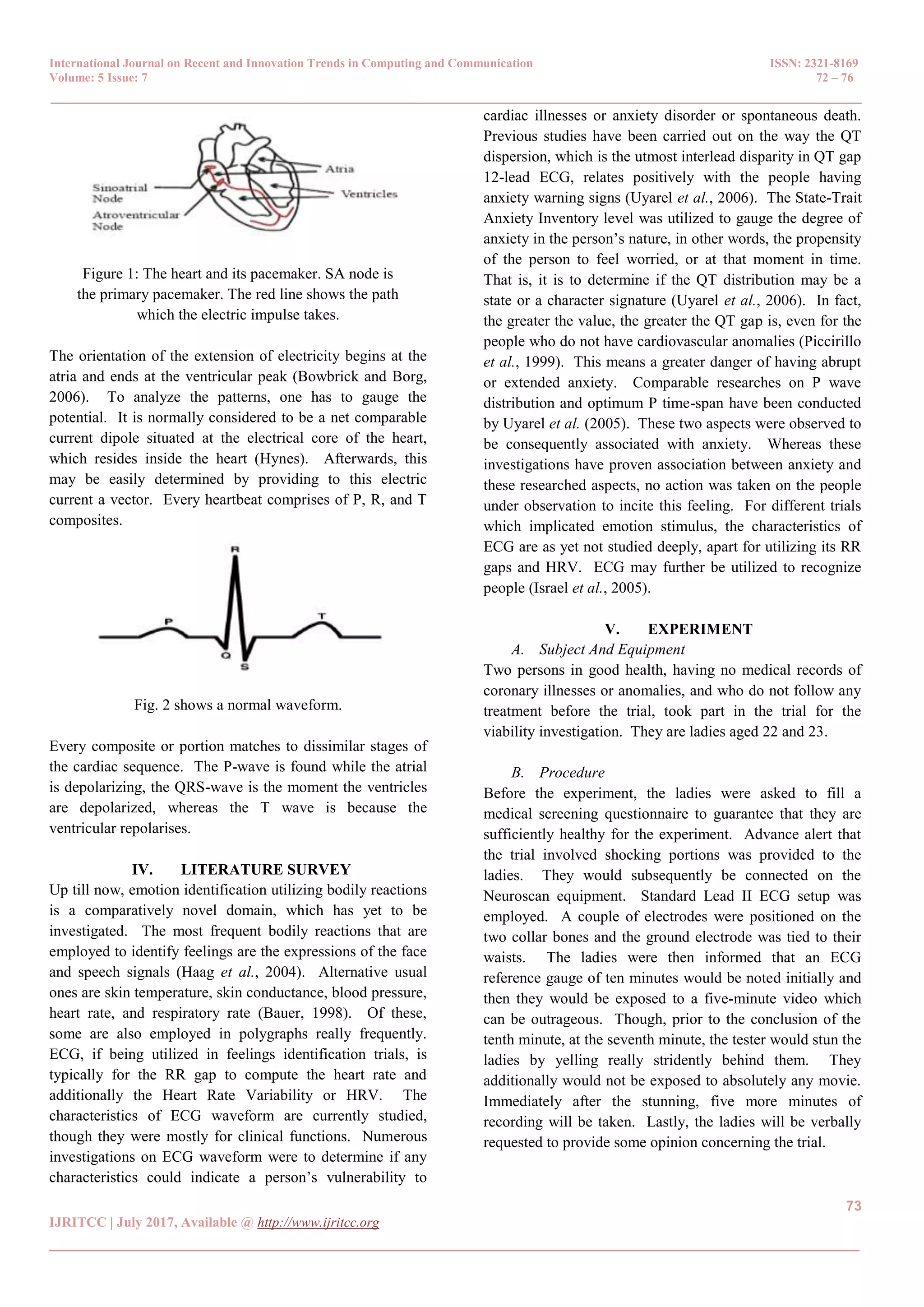 A Review of ECG signals for Human Emotion Detection | PDF