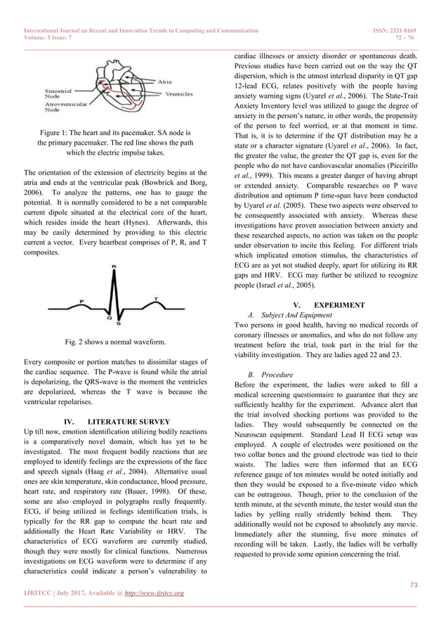A Review of ECG signals for Human Emotion Detection | PDF