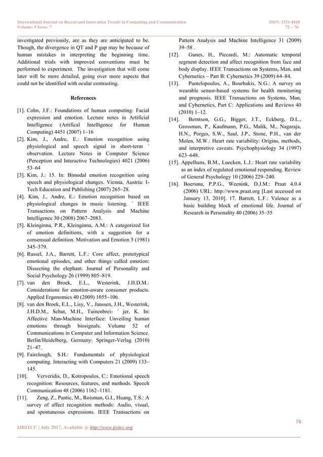 A Review Of Ecg Signals For Human Emotion Detection Pdf
