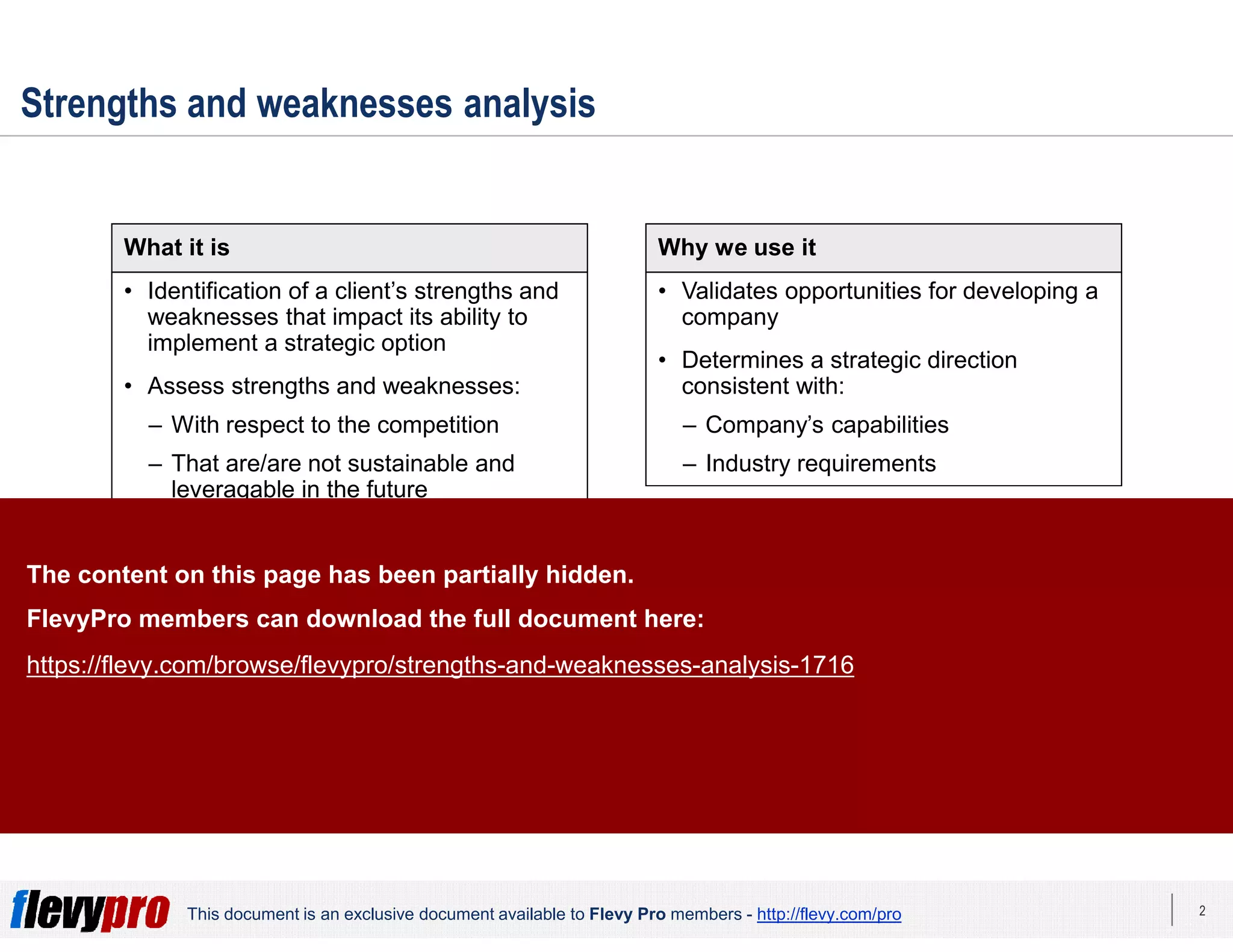 Strengths & Weaknesses Analysis | PDF