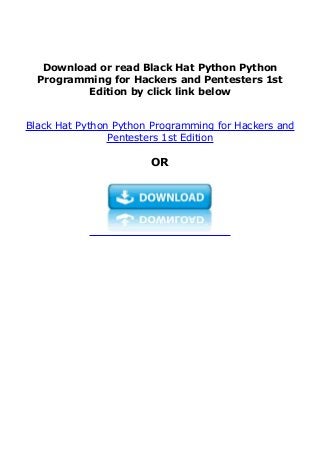 Black Hat Python Python Programming for Hackers and Pentesters 1st ...