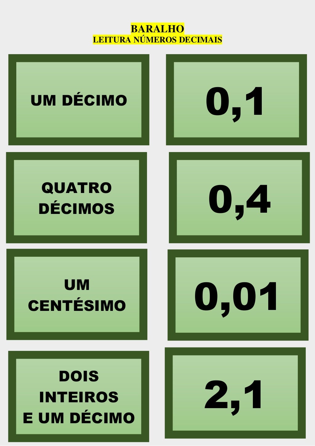 Jogos Com Números Decimais Para Imprimir - FDPLEARN