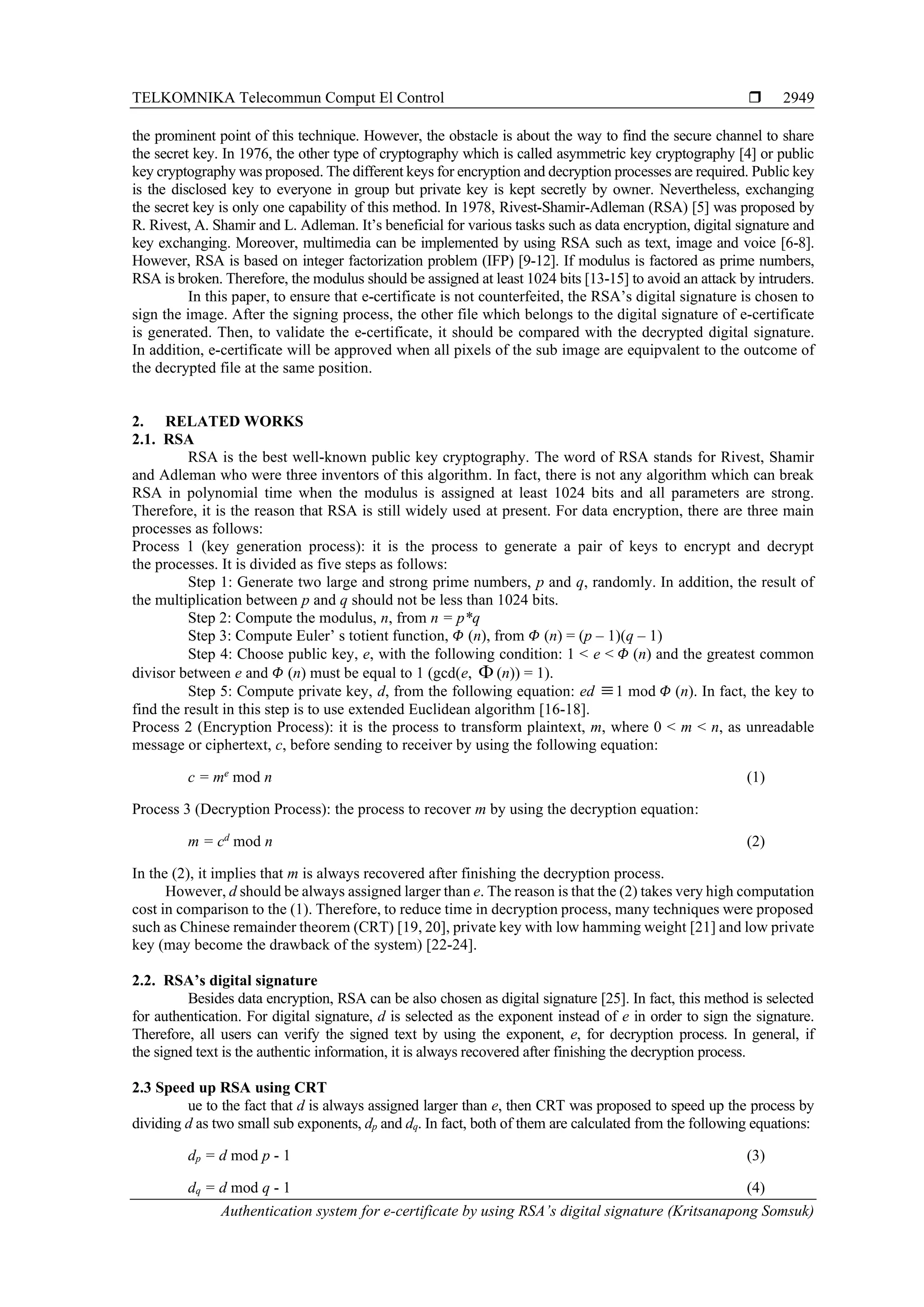 Authentication system for e-certificate by using RSA’s digital signature | PDF