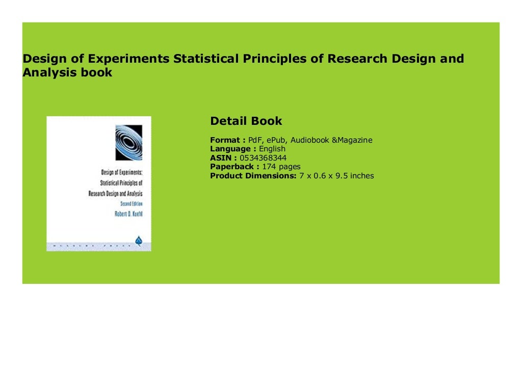 Design Of Experiments Statistical Principles Of Research Design And Design Of Experiments Statistical Principles Of Research Design And
