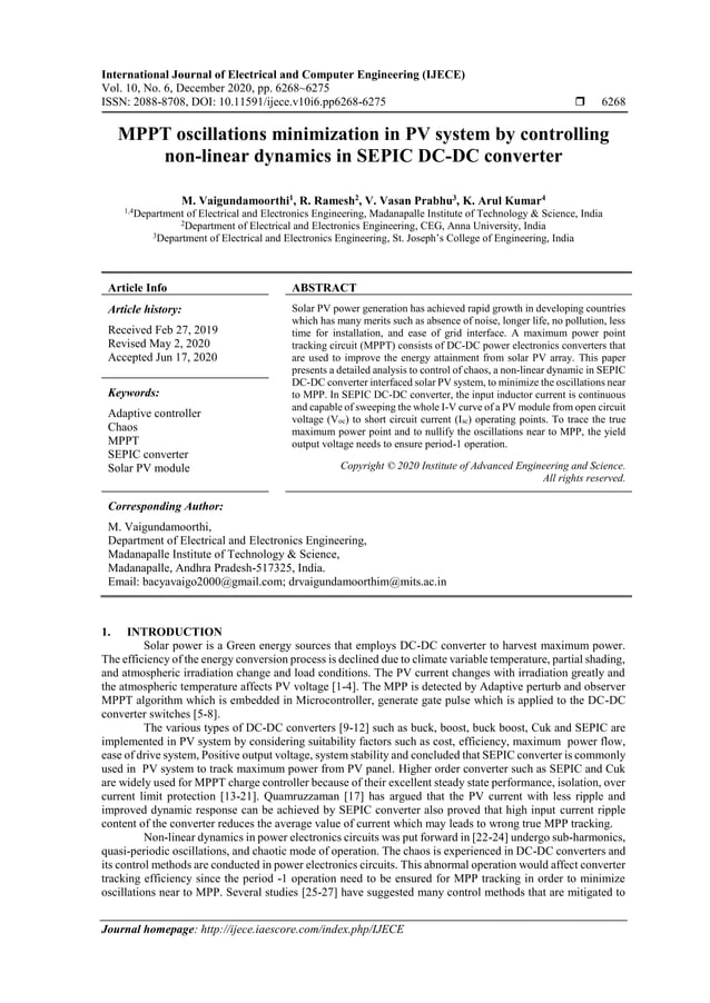 MPPT oscillations minimization in PV system by controlling non-linear ...