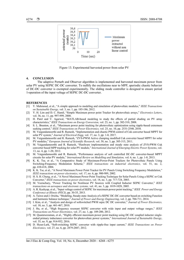 MPPT oscillations minimization in PV system by controlling non-linear dynamics in SEPIC DC-DC ...