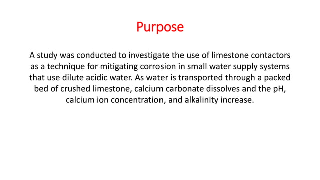 limestone contactors for small water supply systems | PPTX | Chemistry ...