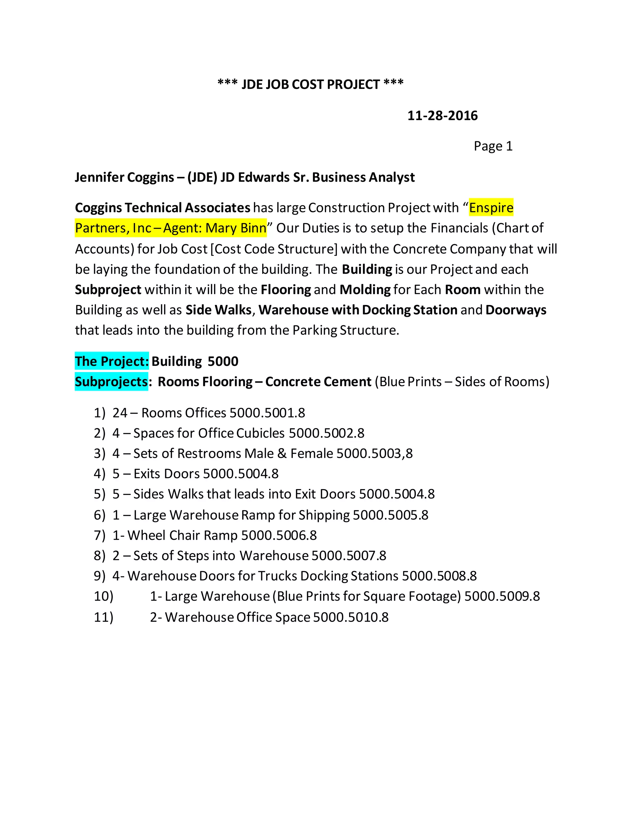 JDE JOB COST PROJECT | PDF