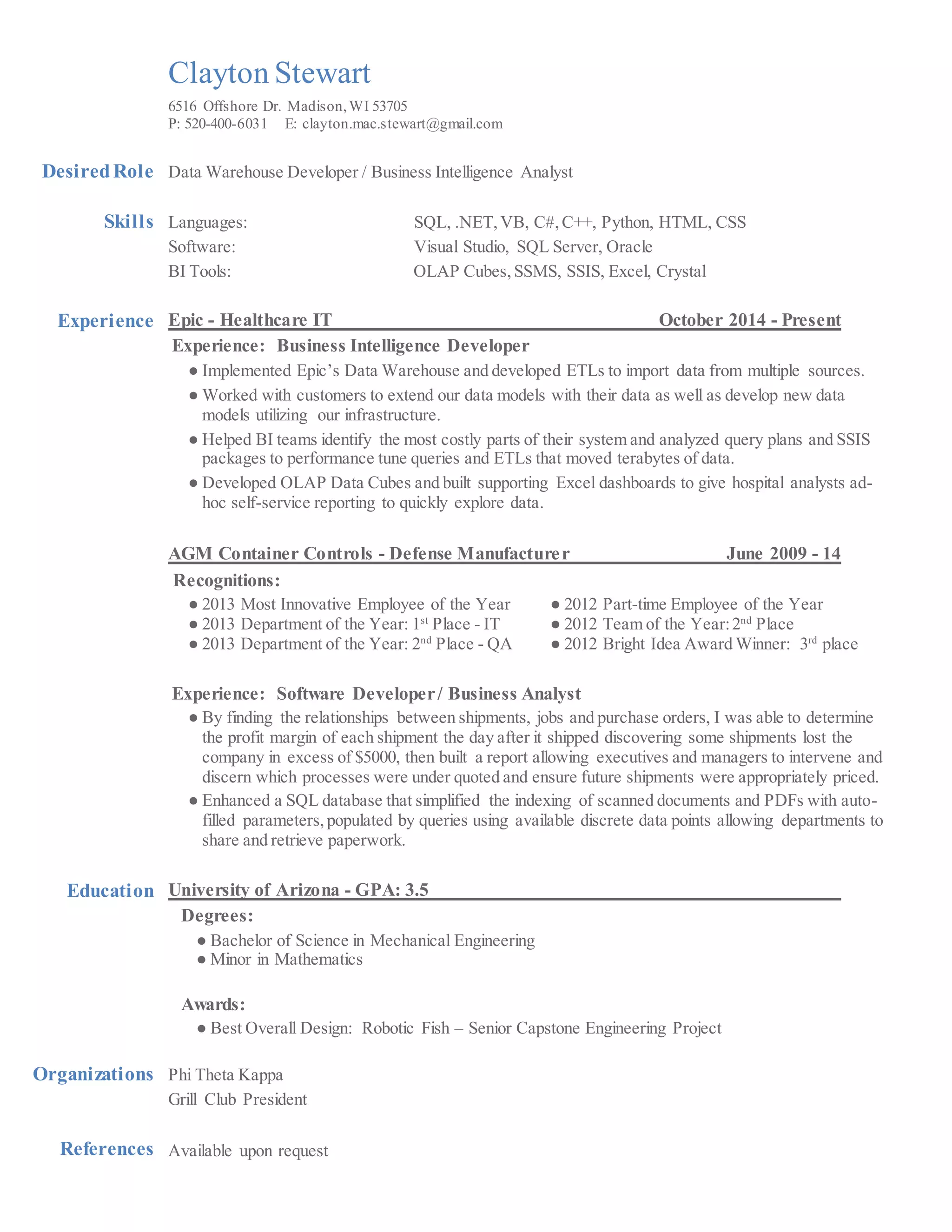 Clayton Stewart - LinkedIn Resume | DOCX