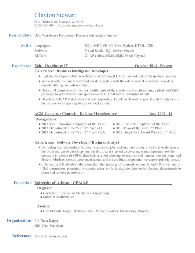 Clayton Stewart - LinkedIn Resume | PDF