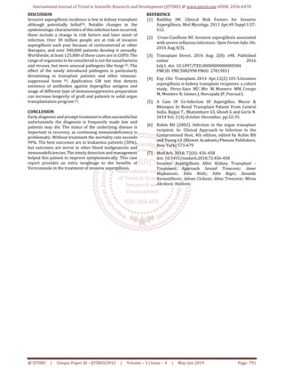 Invasive Aspergillosis in Post Kidney Transplant Patient A Case Report ...