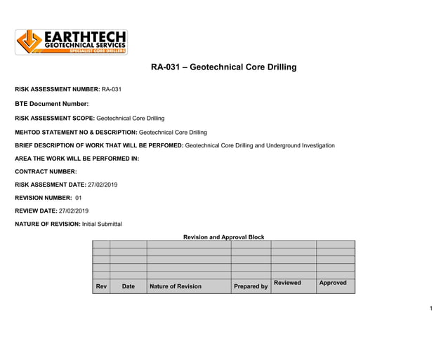 17 1 Drilling Operations Risk assessment | PDF | Civil Engineering ...