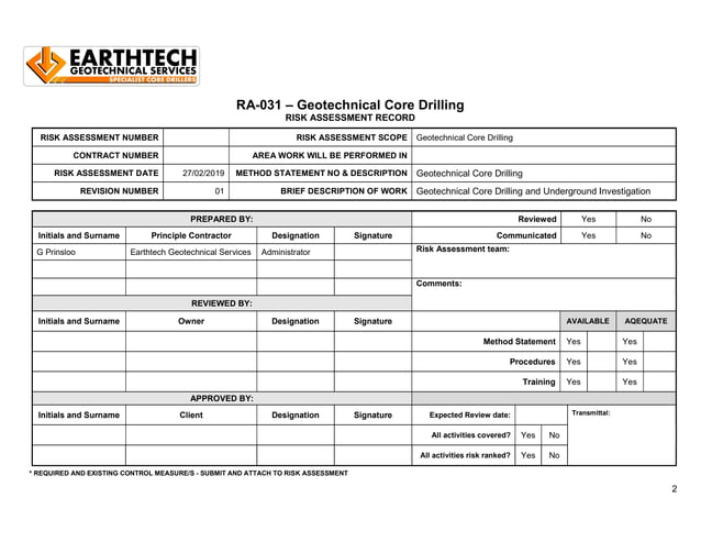 17 1 Drilling Operations Risk assessment | PDF | Civil Engineering ...