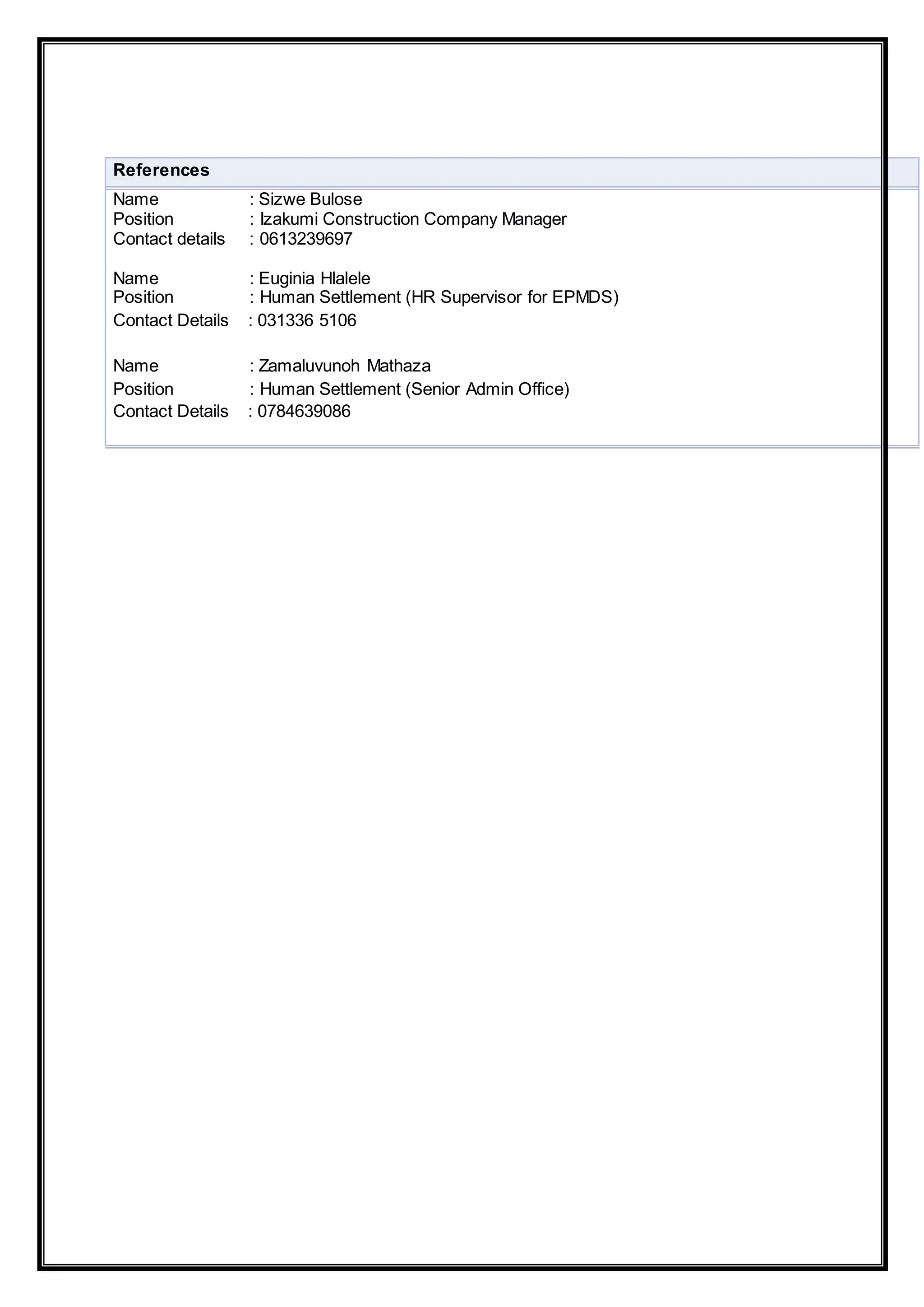 SANDILE BLOSE CV 5 | PDF