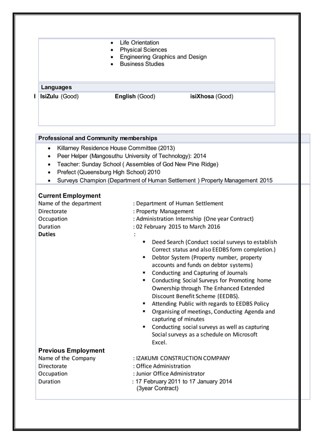 SANDILE BLOSE CV 5 | PDF