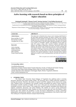 Active learning with research based on three principles of higher ...