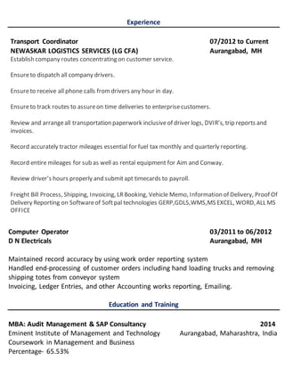 NILESH LAXMAN JAGTAP | DOCX | Logistics | Business