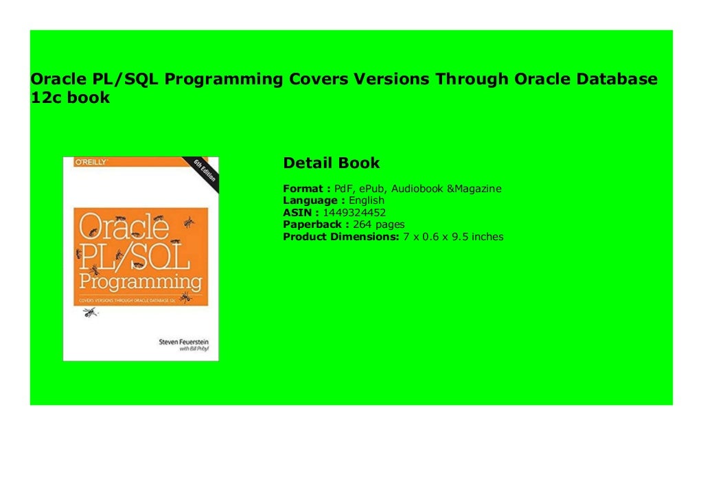 Oracle Plsql Programming Covers Versions Through Oracle Database 12c Book 8683