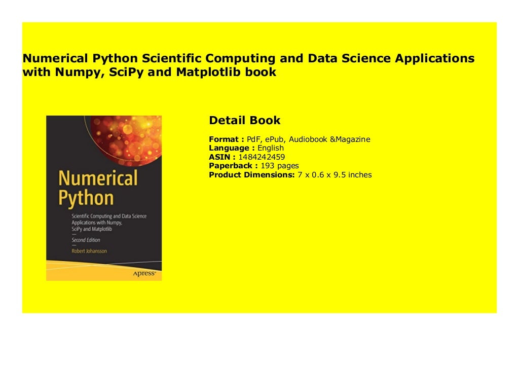 Numerical Python Scientific Computing and Data Science Applications ...