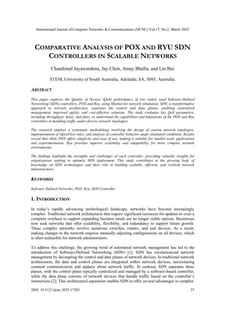Comparative Analysis of POX and RYU SDN Controllers in Scalable Networks | PDF