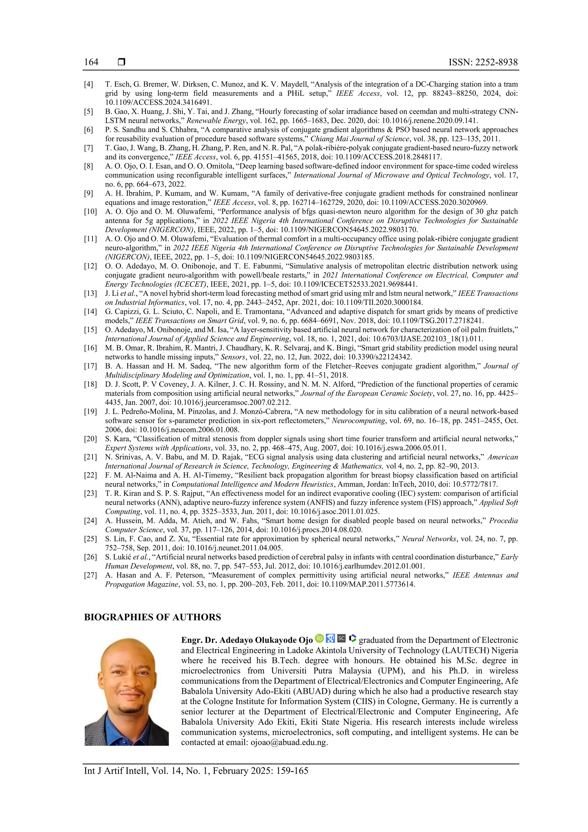 A Fletcher-Reeves conjugate gradient algorithm-based neuromodel for ...