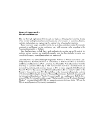 Financial Econometrics Models And Methods Oliver Linton | PDF