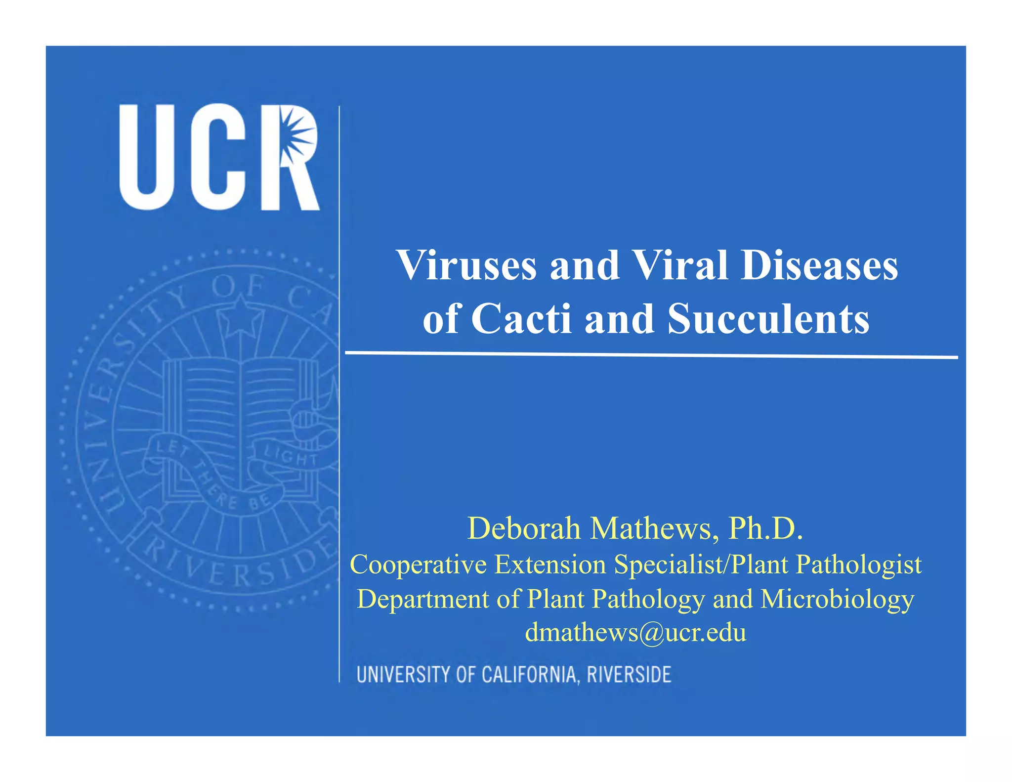 viruses and viral Diseases of Cacti and Succulents | PDF