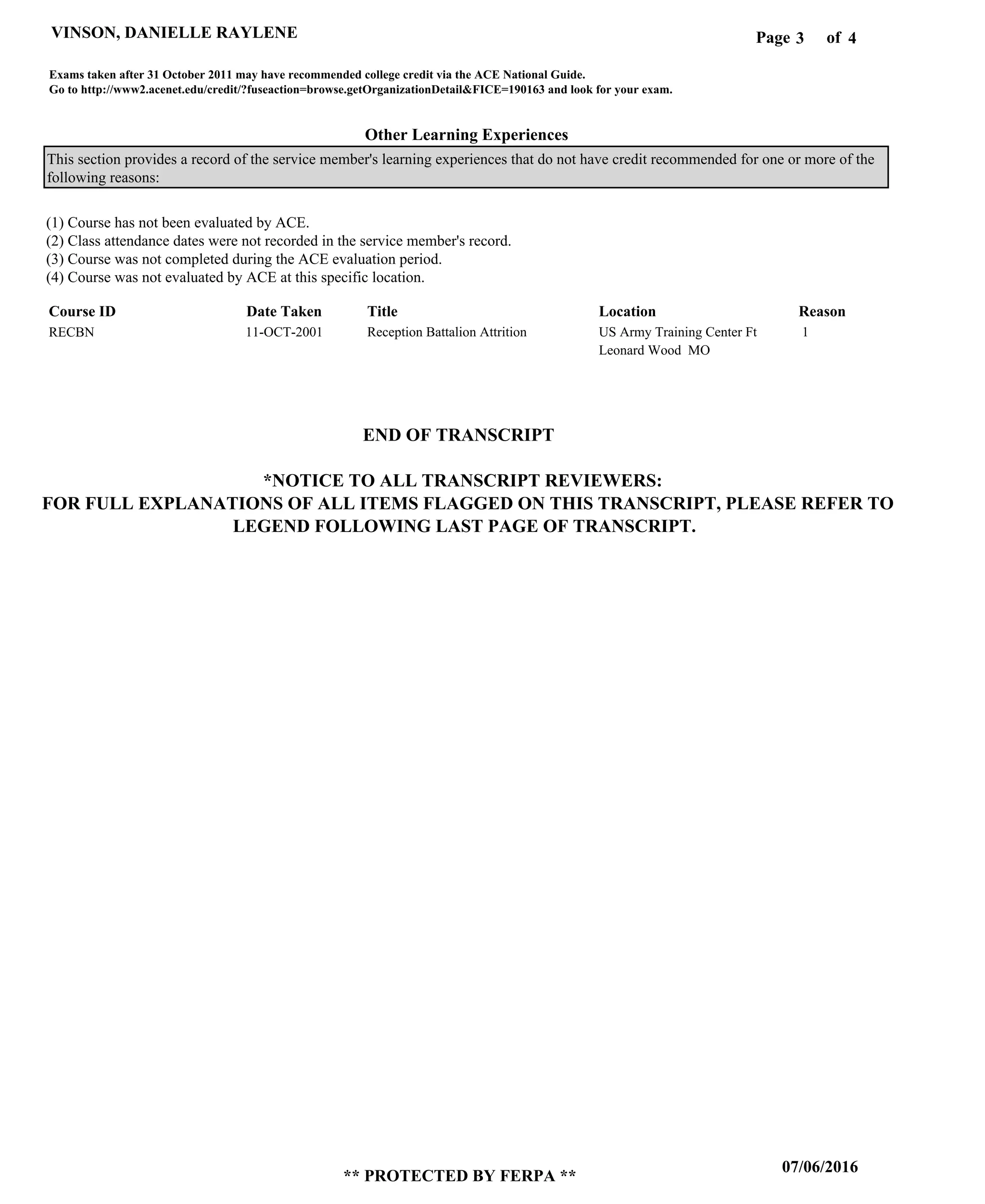 Army Complete Transcript | PDF