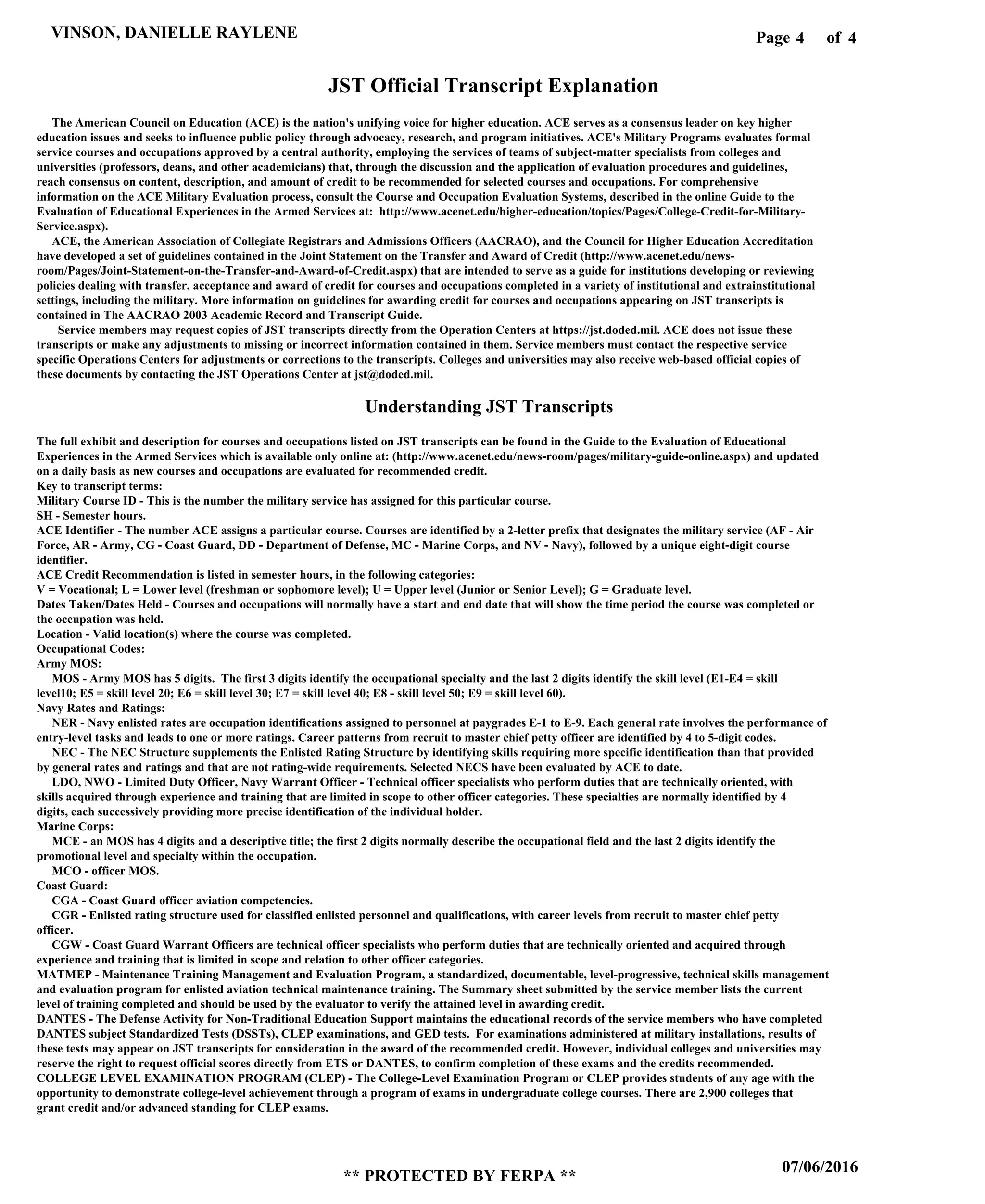 Army Complete Transcript | PDF