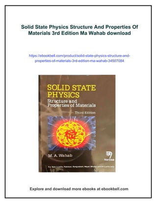 Solid State Physics Structure And Properties Of Materials 3rd Edition ...