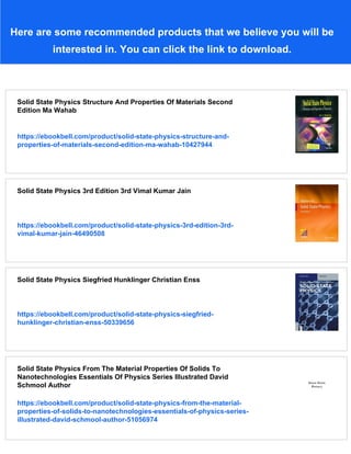 Solid State Physics Structure And Properties Of Materials 3rd Edition ...