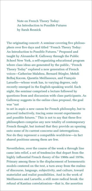 French Theory Todayan Introduction To Possible Futures Alexander ...