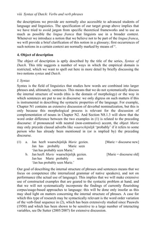 Syntax Of Dutch Verbs And Verb Phrases Volume 1 Hans Broekhuis | PDF