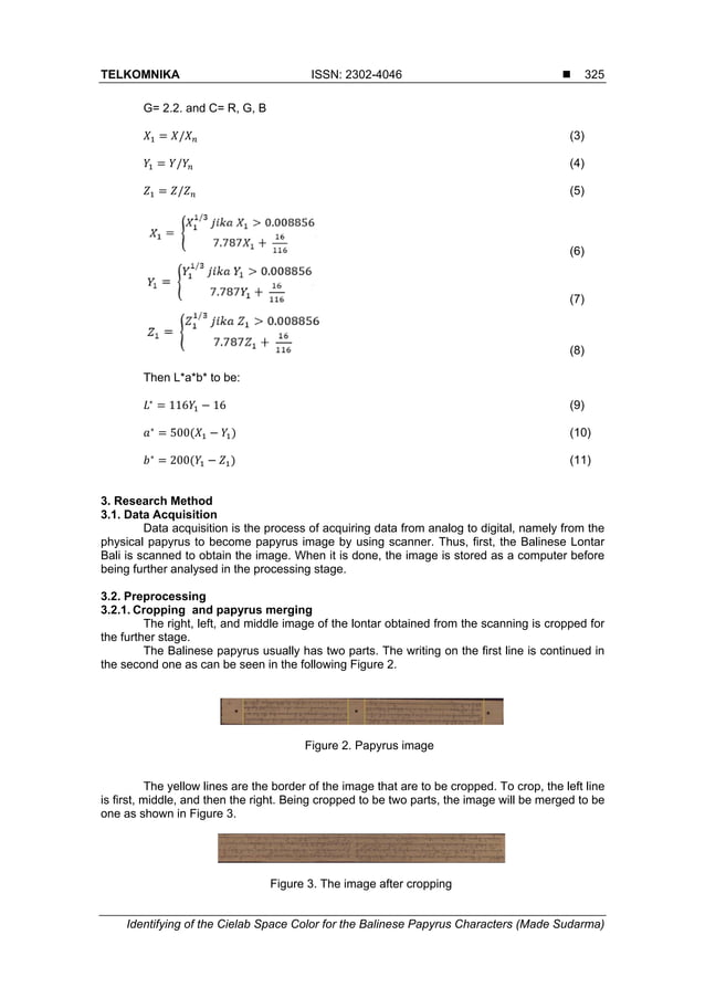 Identifying of the Cielab Space Color for the Balinese Papyrus Characters | PDF