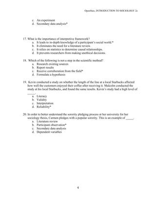 Test Bank for Introduction to Sociology 2nd by Openstax | PDF
