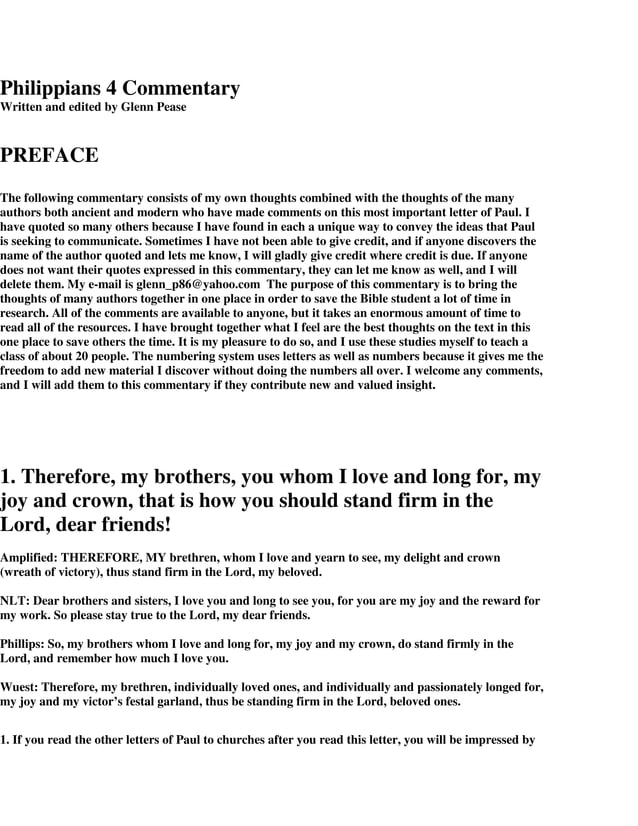 PHILIPPIANS 4 COMMENTARY | PDF