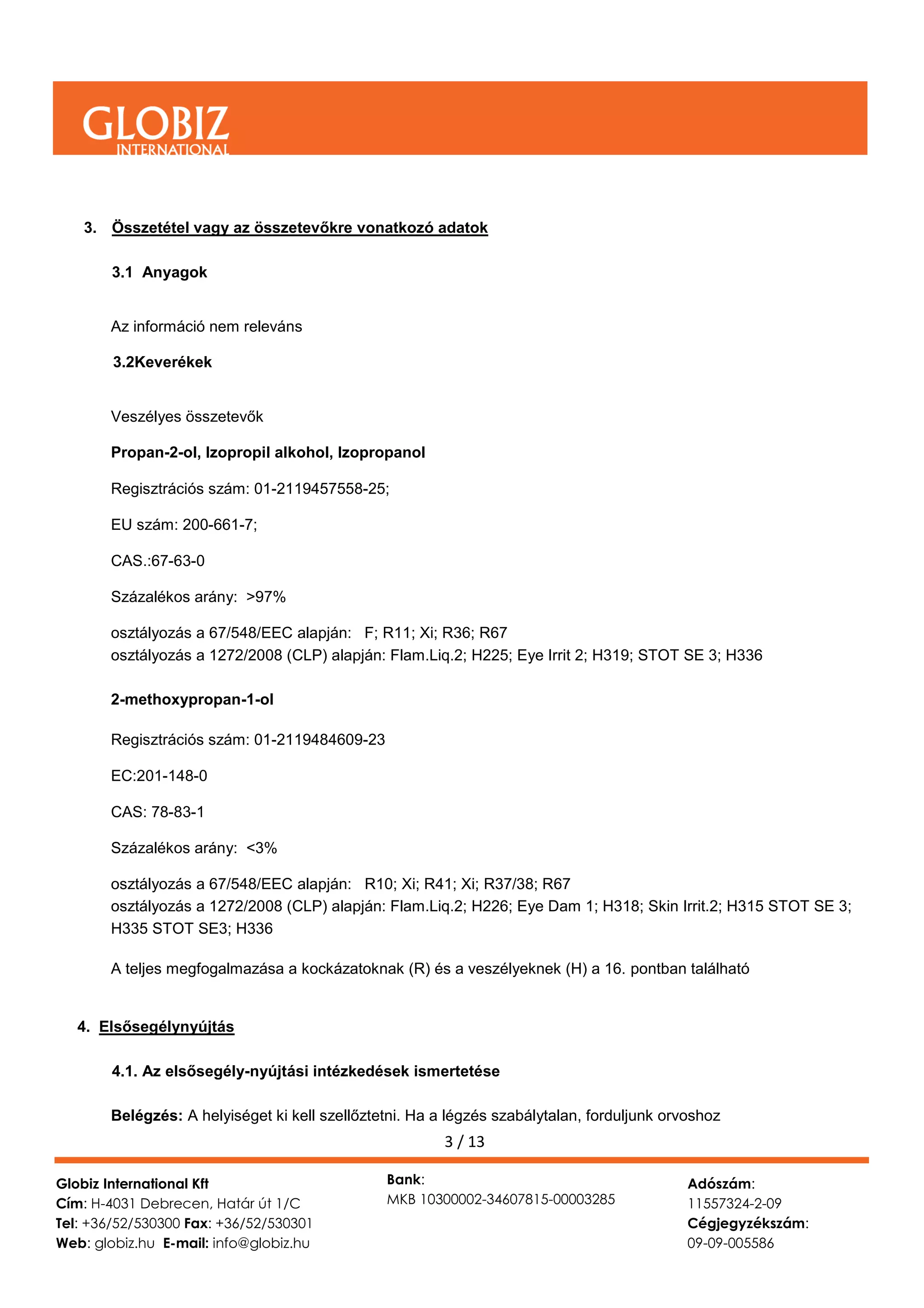 Isopropyl alkohol biztonsági adatlap | PDF