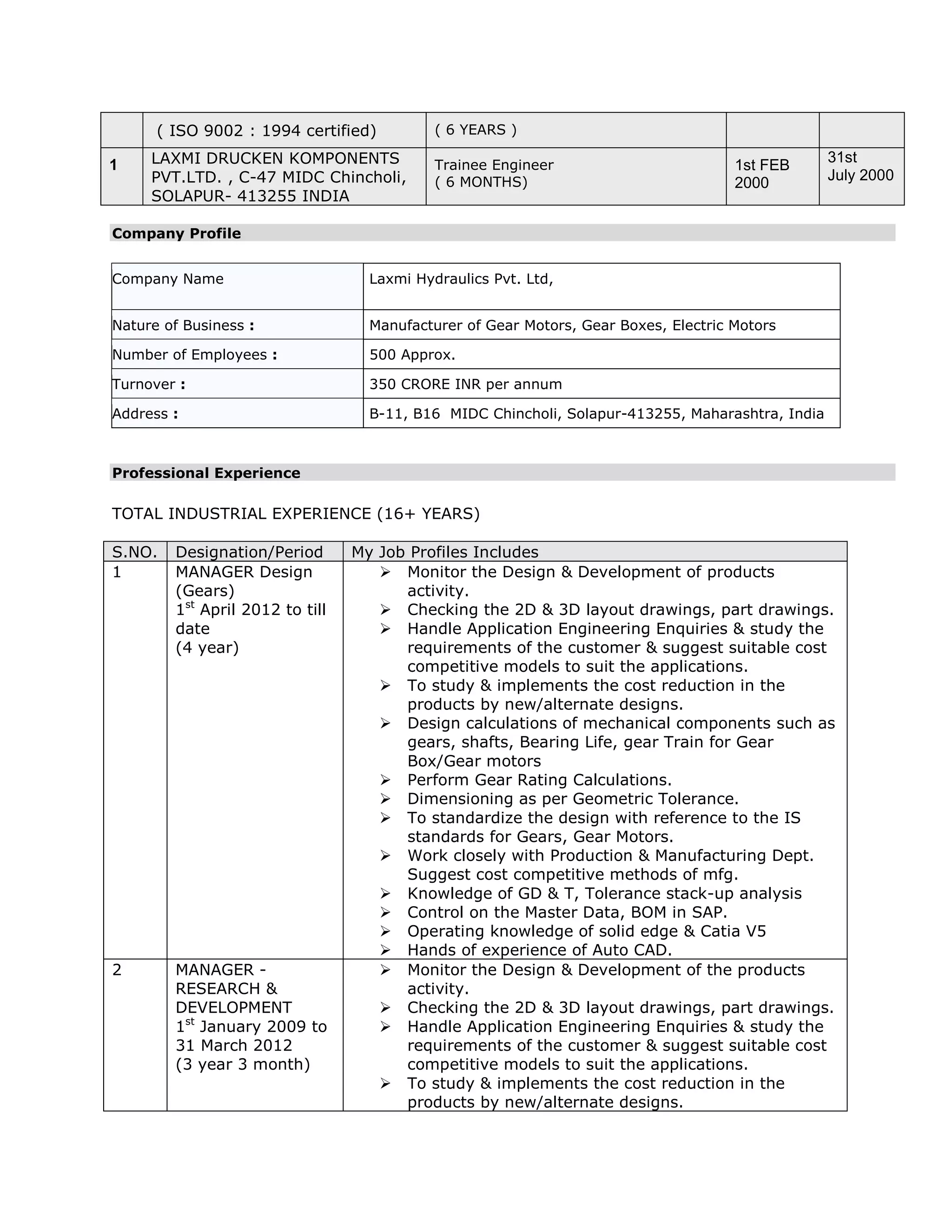 Prabhakar_Pawar_Resume_(Manager_DESIGN ) 16 Years_Experience | PDF