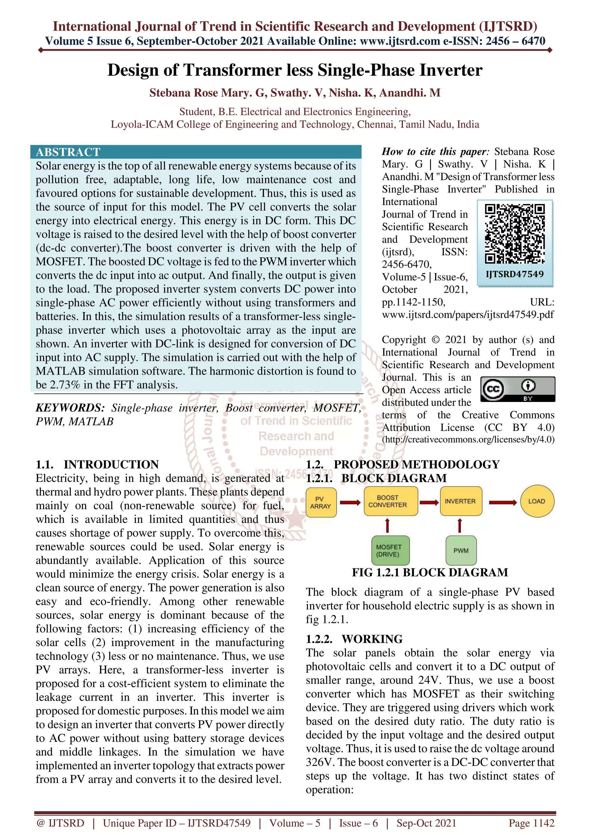 Design of Transformer less Single Phase Inverter | PDF