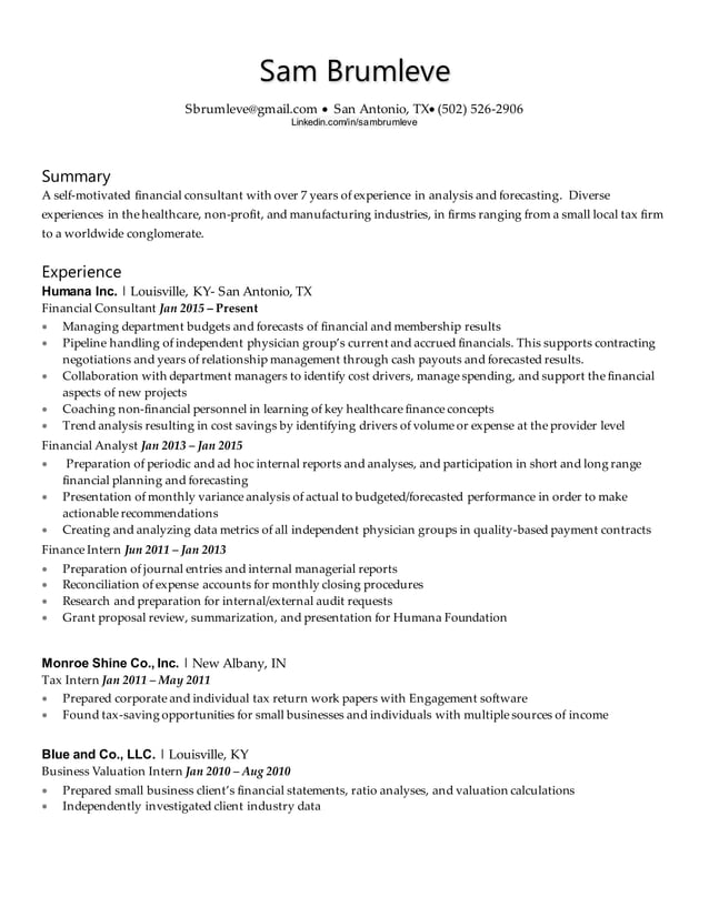 Sam Brumleve Resume | DOCX