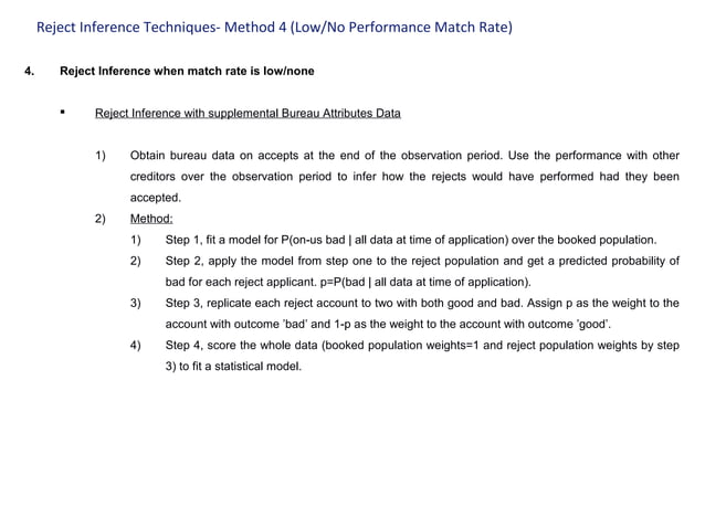 Reject Inference Methodologies on Underwriting Model | PPT